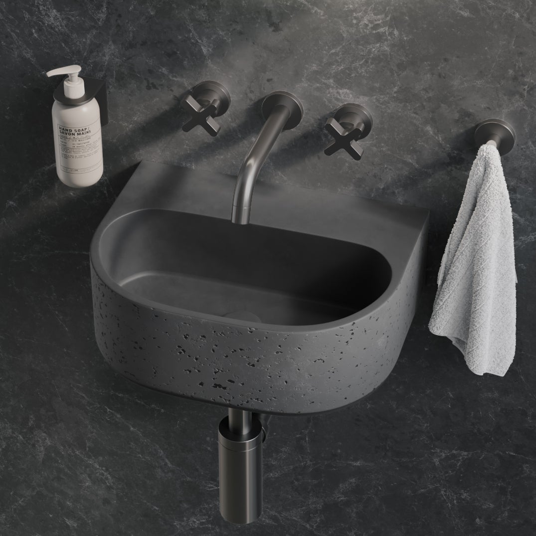 Nelios Concrete Wall-Hung Basin - Grey | ABI Interiors