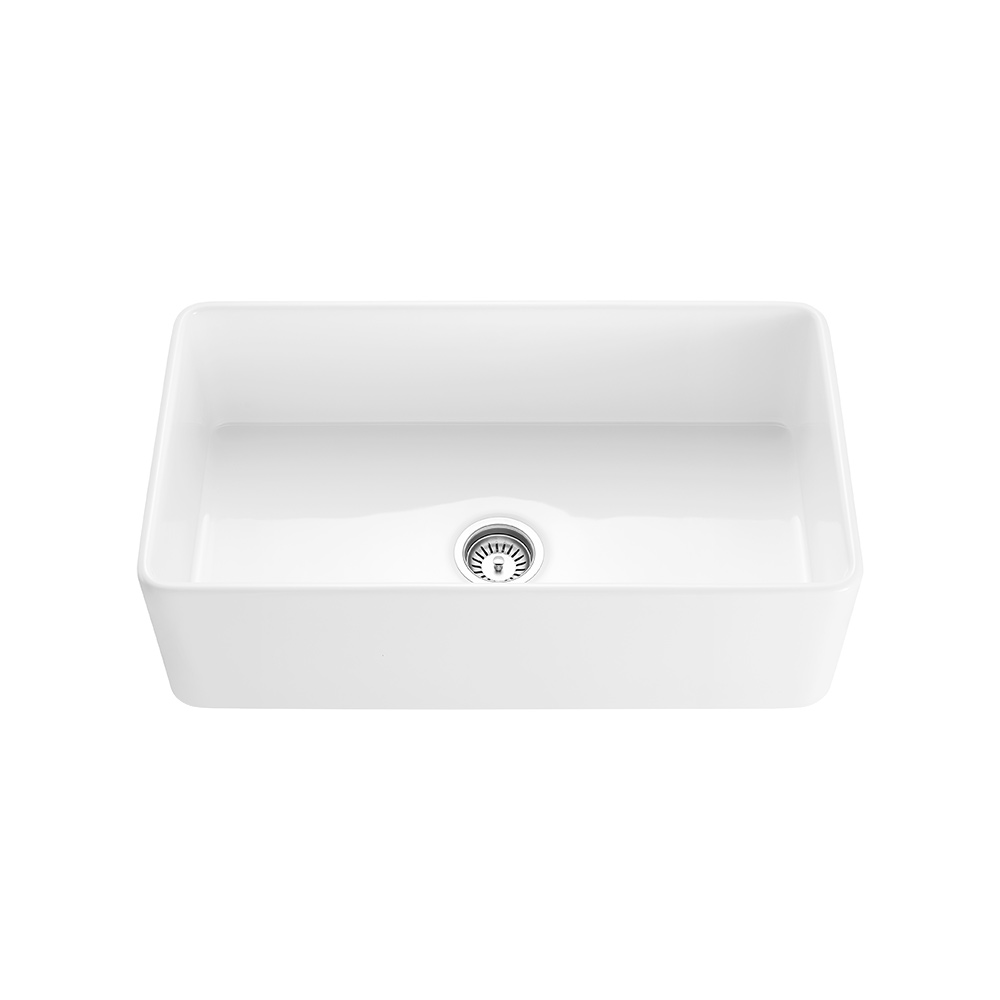 Hartley Single Farmhouse Fireclay Sink - Gloss White | ABI Interiors