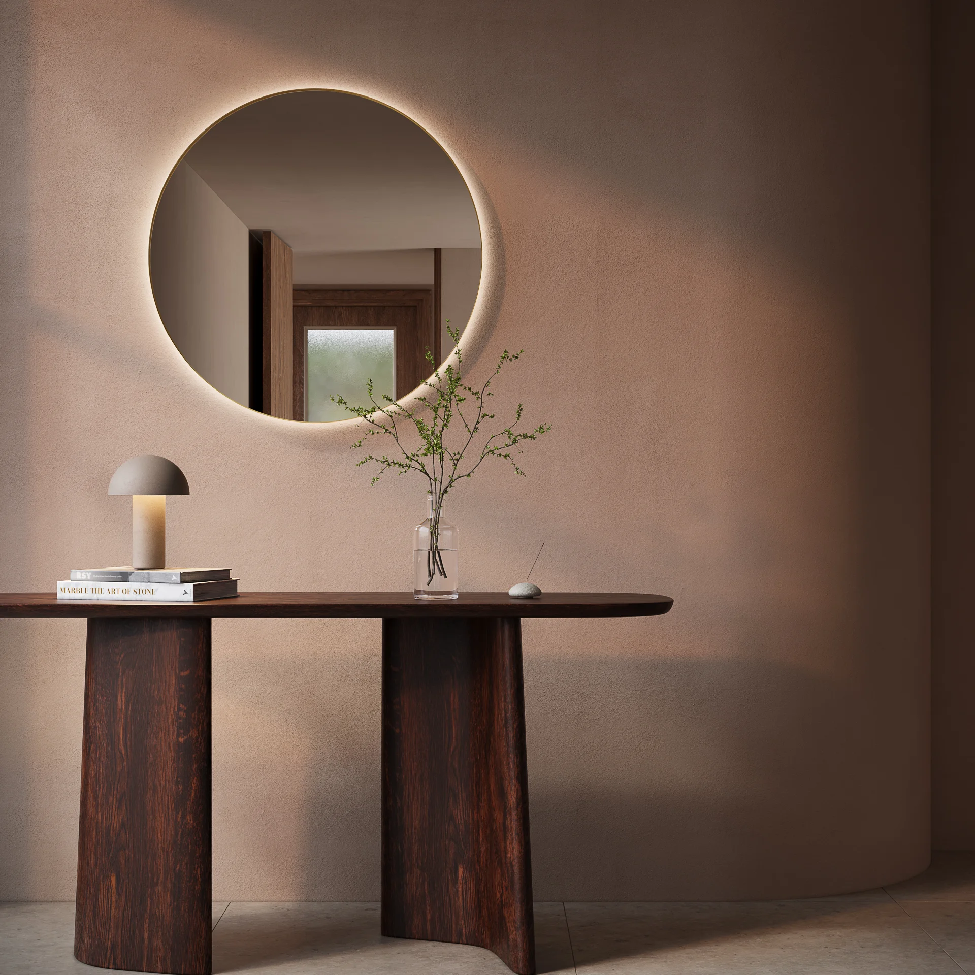 Round Mirror LED 800mm - Brushed Brass | ABI Interiors