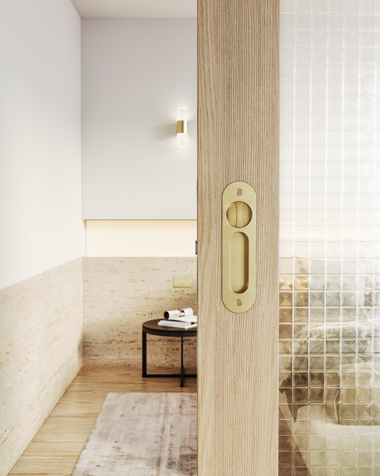 Leroy Sliding Door Privacy Set - Brushed Brass - ABI Interiors UK