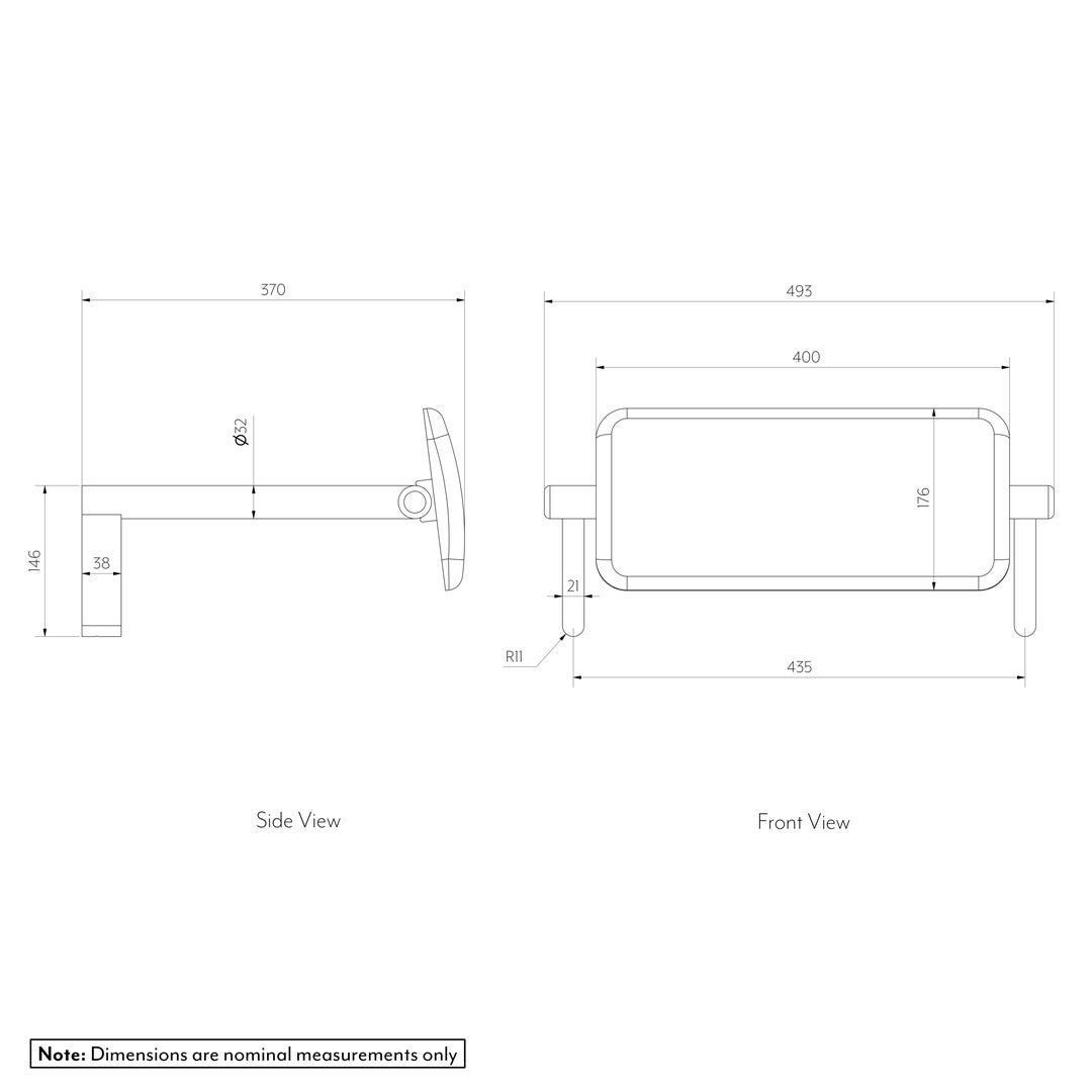Aliro Accessible Backrest - Brushed Brass | ABI Interiors