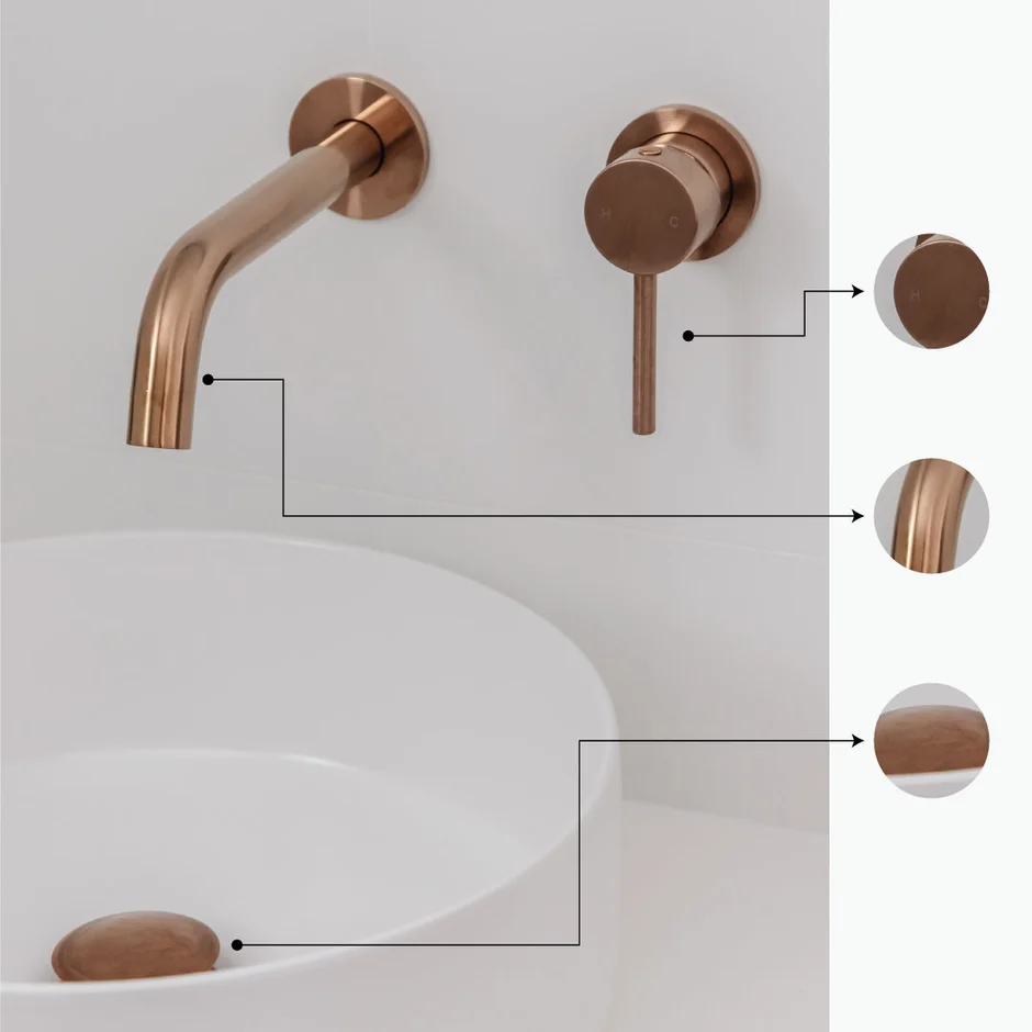 Kingsley Assembly Bench Mounted Taps - Brushed Copper - ABI Interiors UK