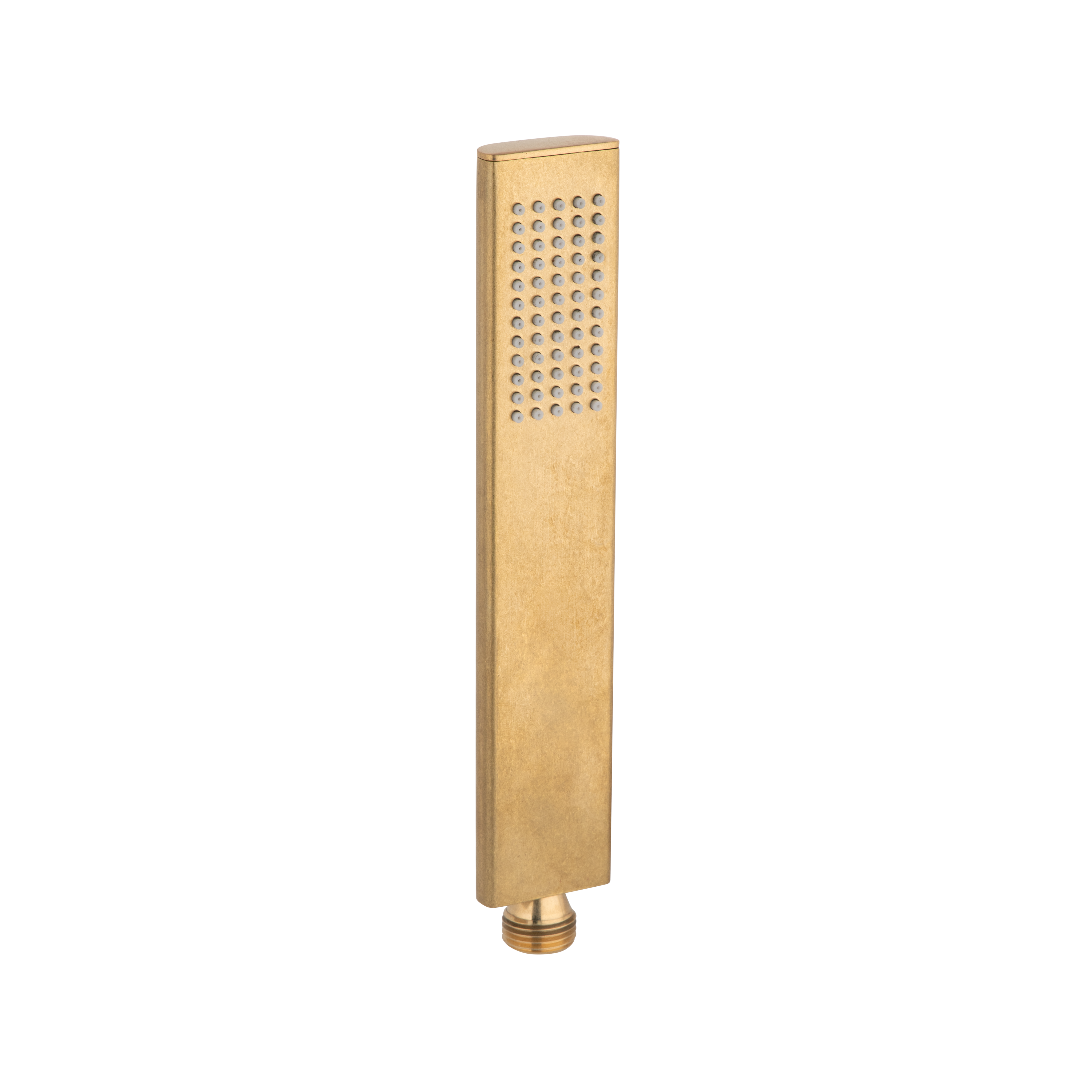 Rounded Rectangle Hand Shower - Tumbled Aged Brass | ABI Interiors