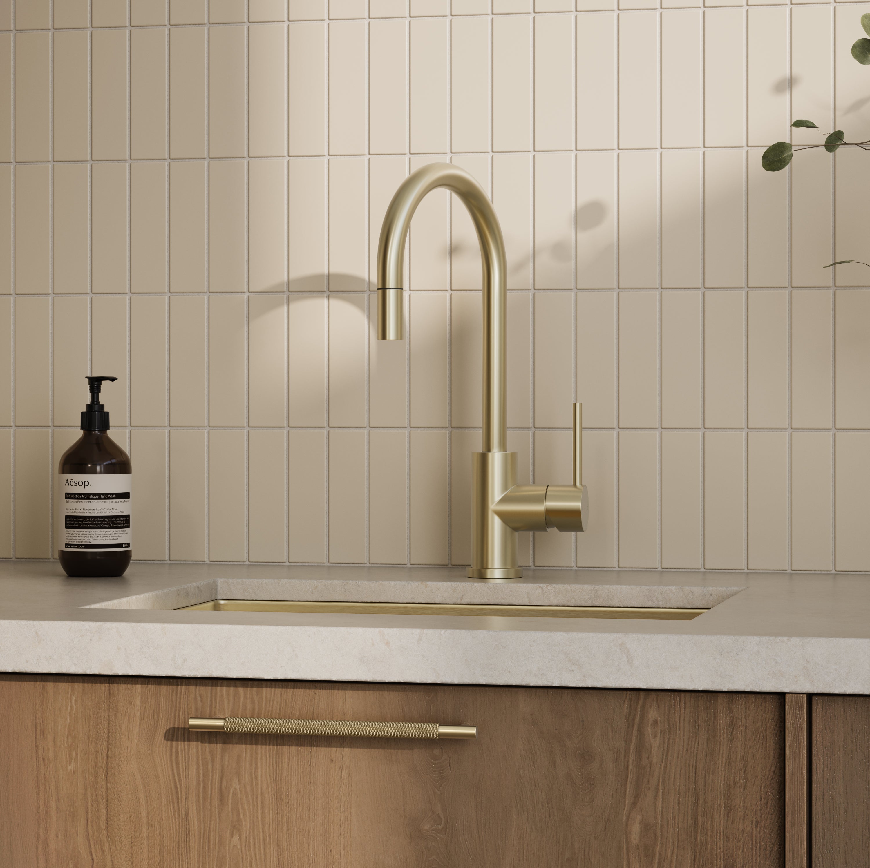 Tezra Textured Cabinetry Pull 220mm – Brushed Brass | ABI Interiors