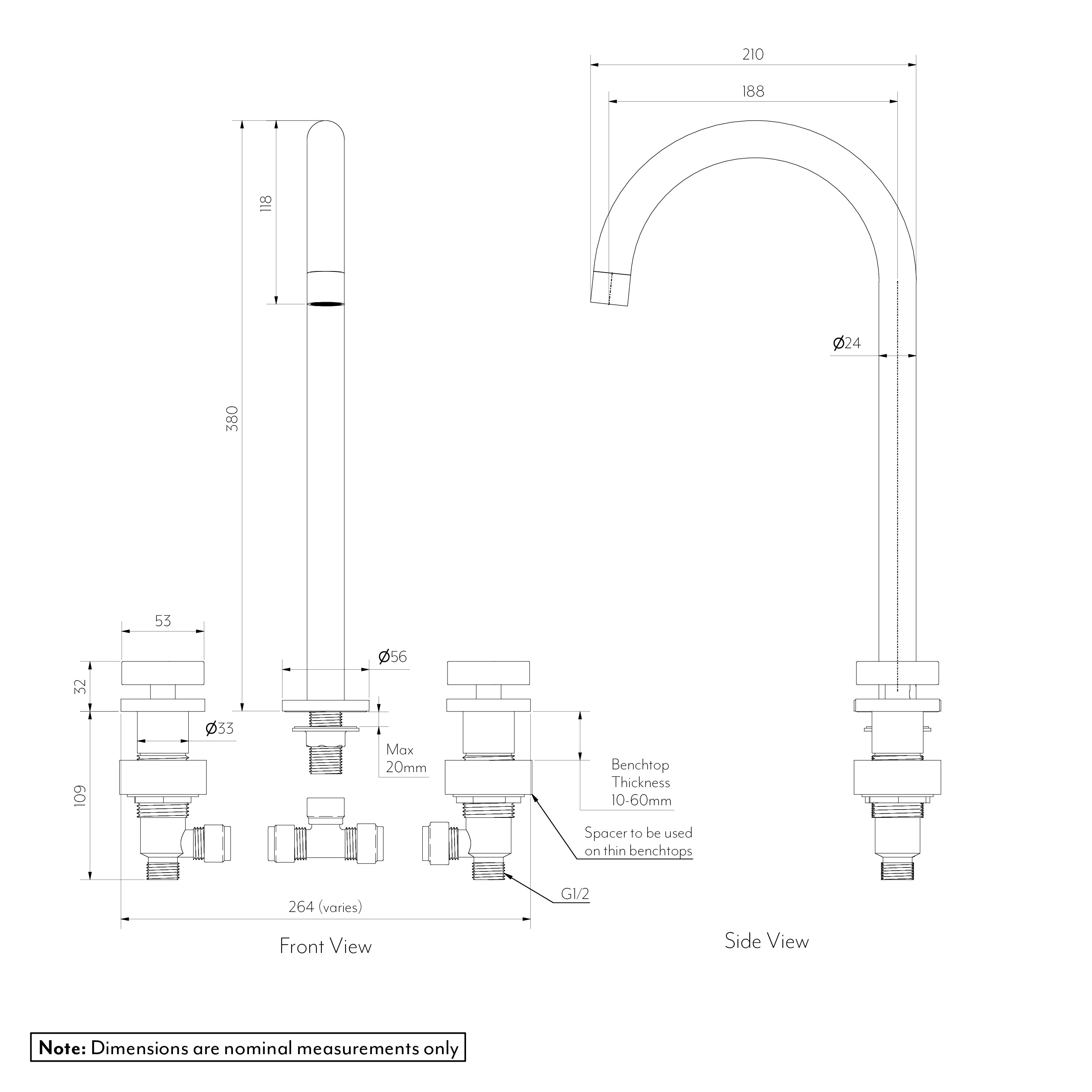 Cross Assembly Bench-Mounted Set - White - ABI Interiors UK