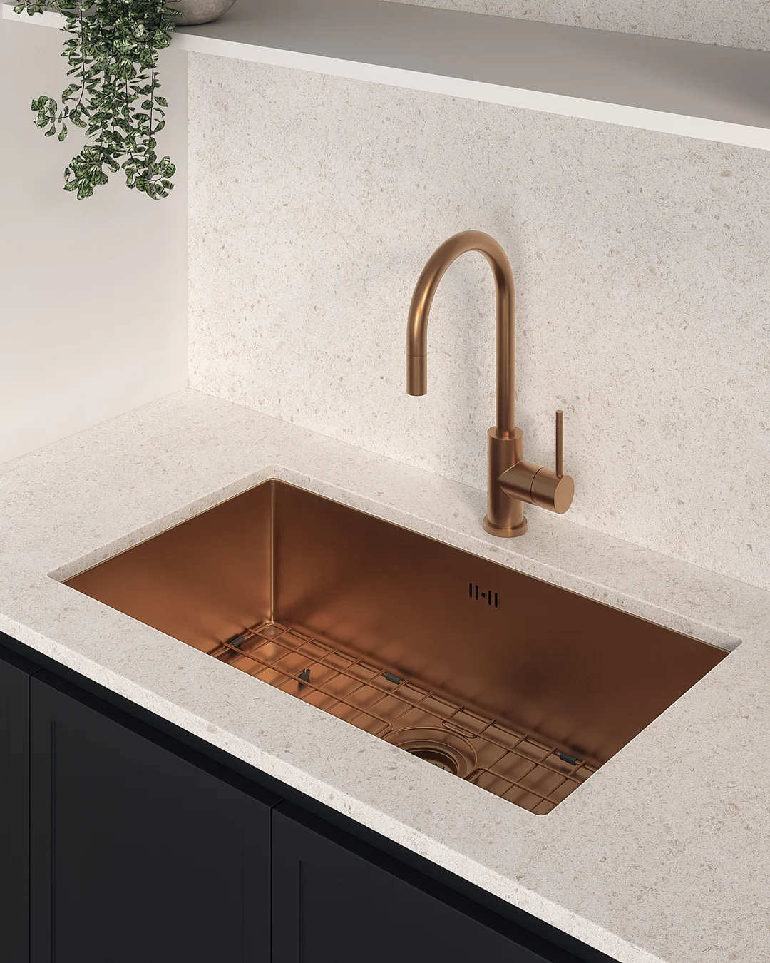 Vari - Single Sink 750mm - Brushed Copper (Rack/Overflow) | (NZ) ABI ...