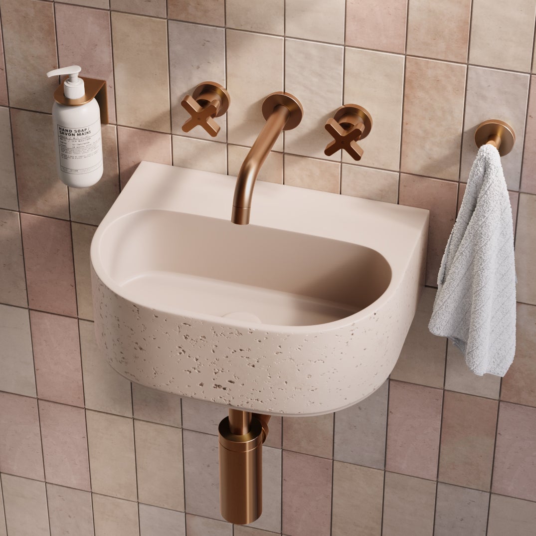 Nelios Concrete Wall-Hung Basin - Almond | (NZ) ABI Bathrooms & Interiors