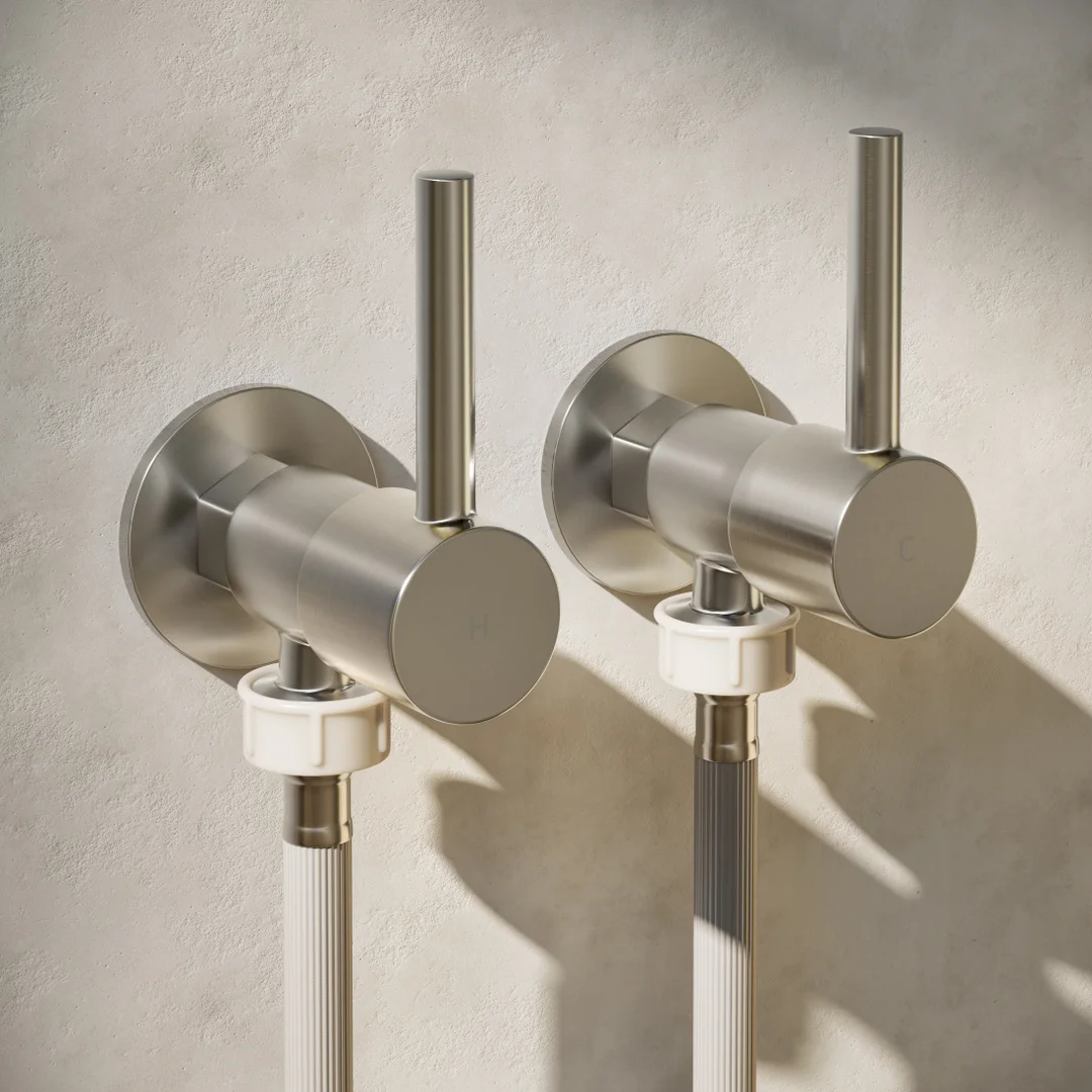 Elysian Washing Machine Stops - Brushed Nickel - ABI Interiors UK