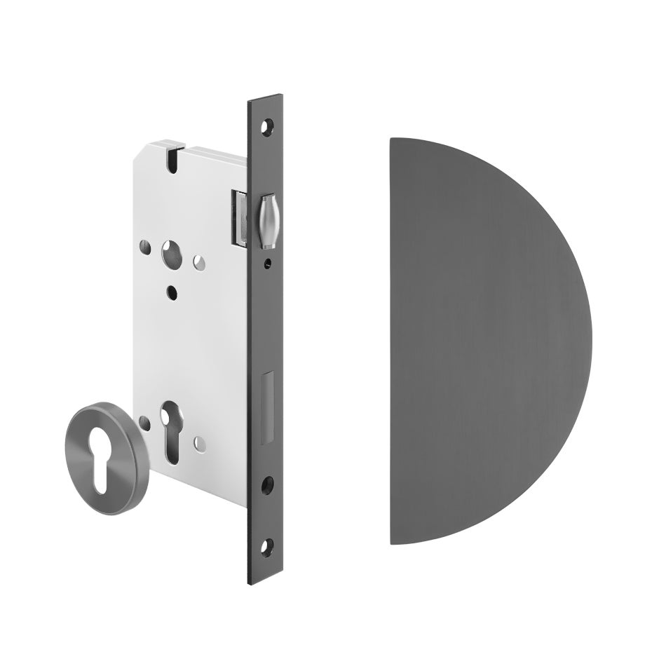 Imes Half Moon Entry Door Pull & Lock Set - Brushed Gunmetal | ABI ...
