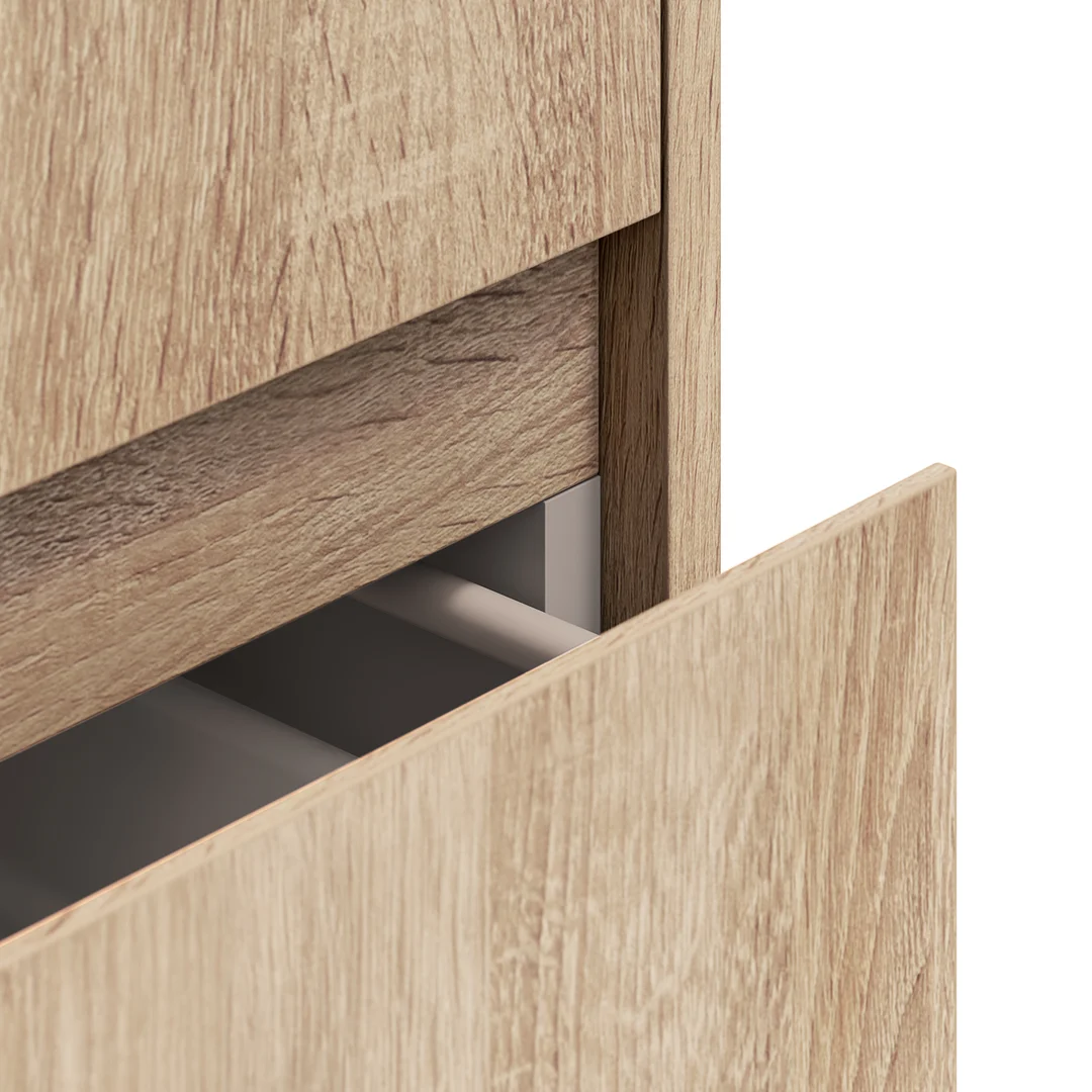 Addison 2-Drawer 600mm - White Ash Oak - 1 Cut-Out | ABI Interiors