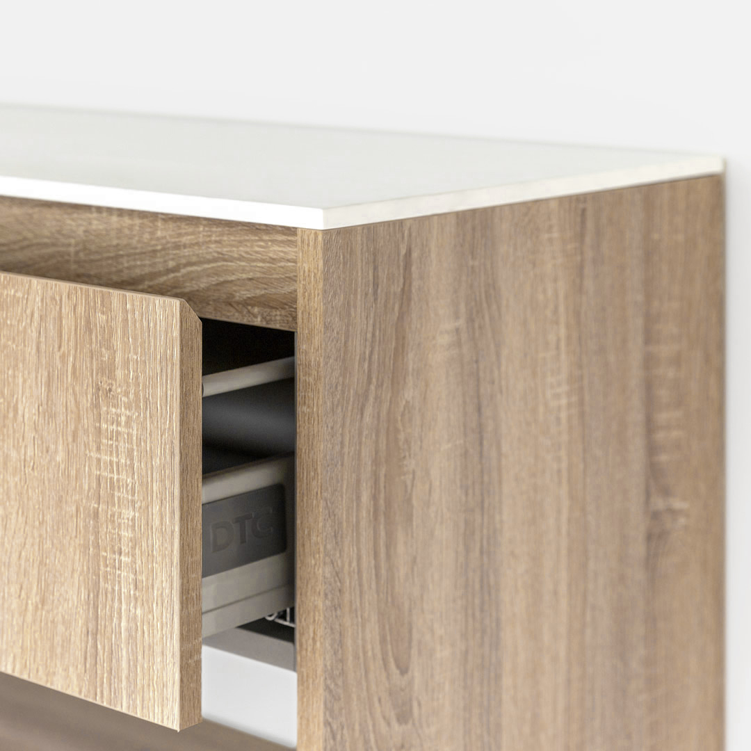 Kyah 1-Drawer with Shelf 900mm - White Ash Oak - 1 Cut-Out | ABI Interiors