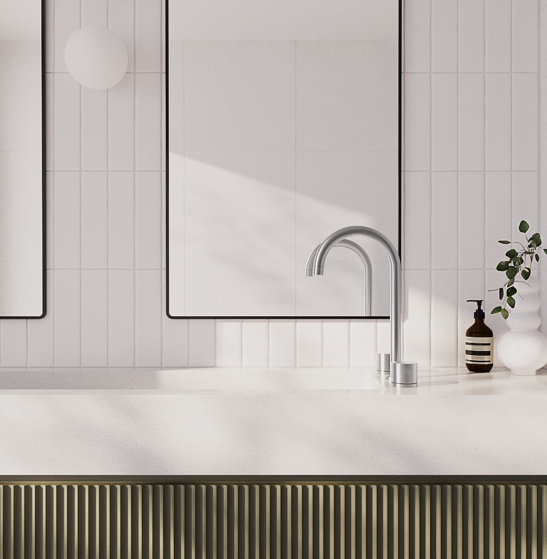 Milani Assembly Bench-Mounted Taps - Brushed Nickel | ABI Interiors