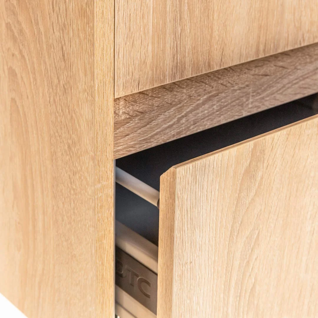 Addison 2-Drawer 600mm - White Ash Oak - 1 Cut-Out | ABI Interiors