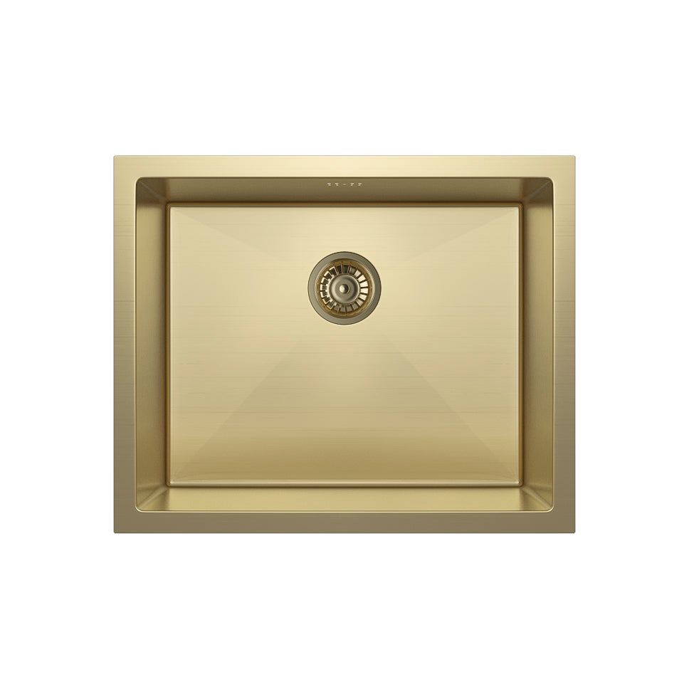 Sola Outdoor Single Sink 550mm (Overflow) - Brushed Brass | (NZ) ABI ...
